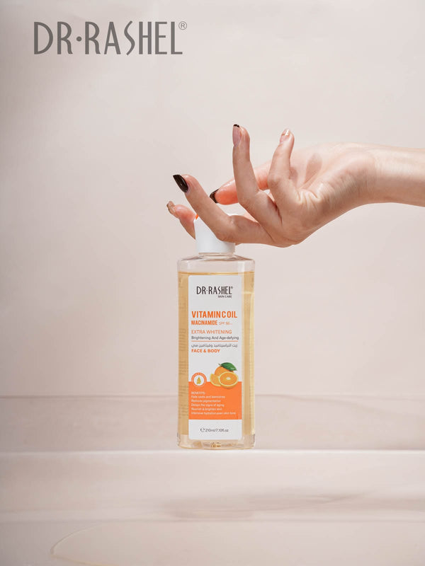 Dr RASHEL Face & Body Vitamin C Oil Niacinamide SPF50+ Extra Whitening ...